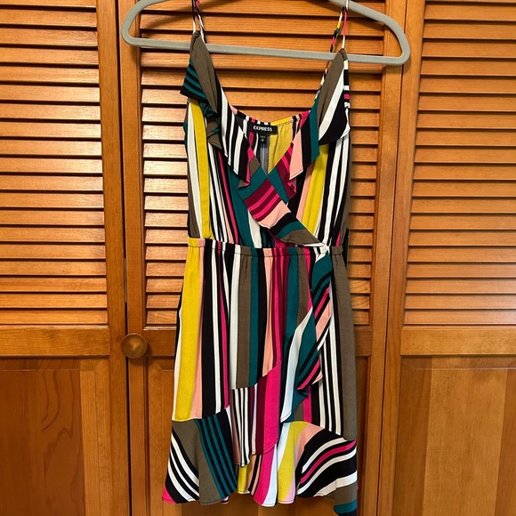 Express | Dresses | Sale Express Xs Multicolored Striped Faux Wrap ...